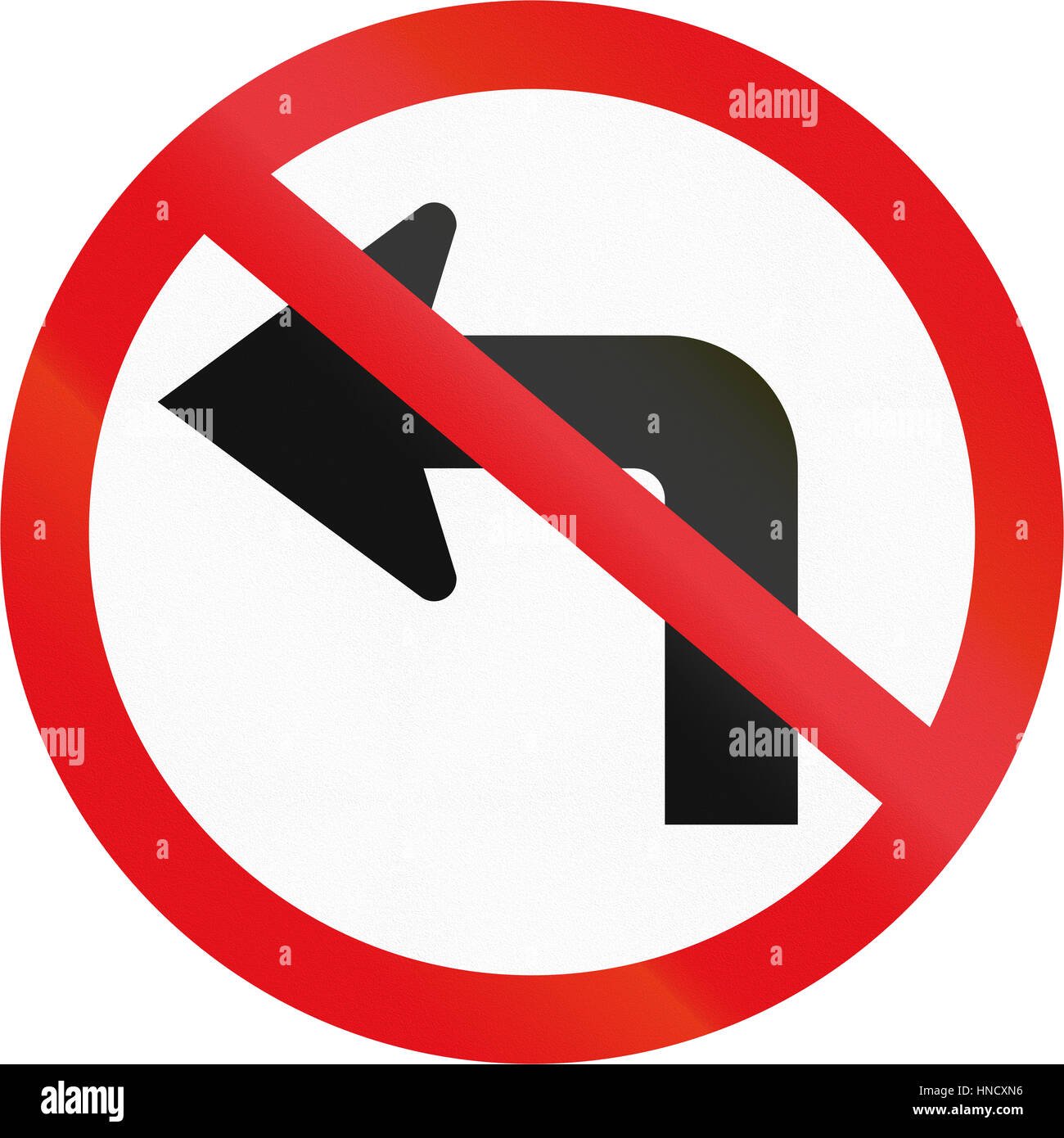 Road sign used in the African country of Botswana - Left turn ...