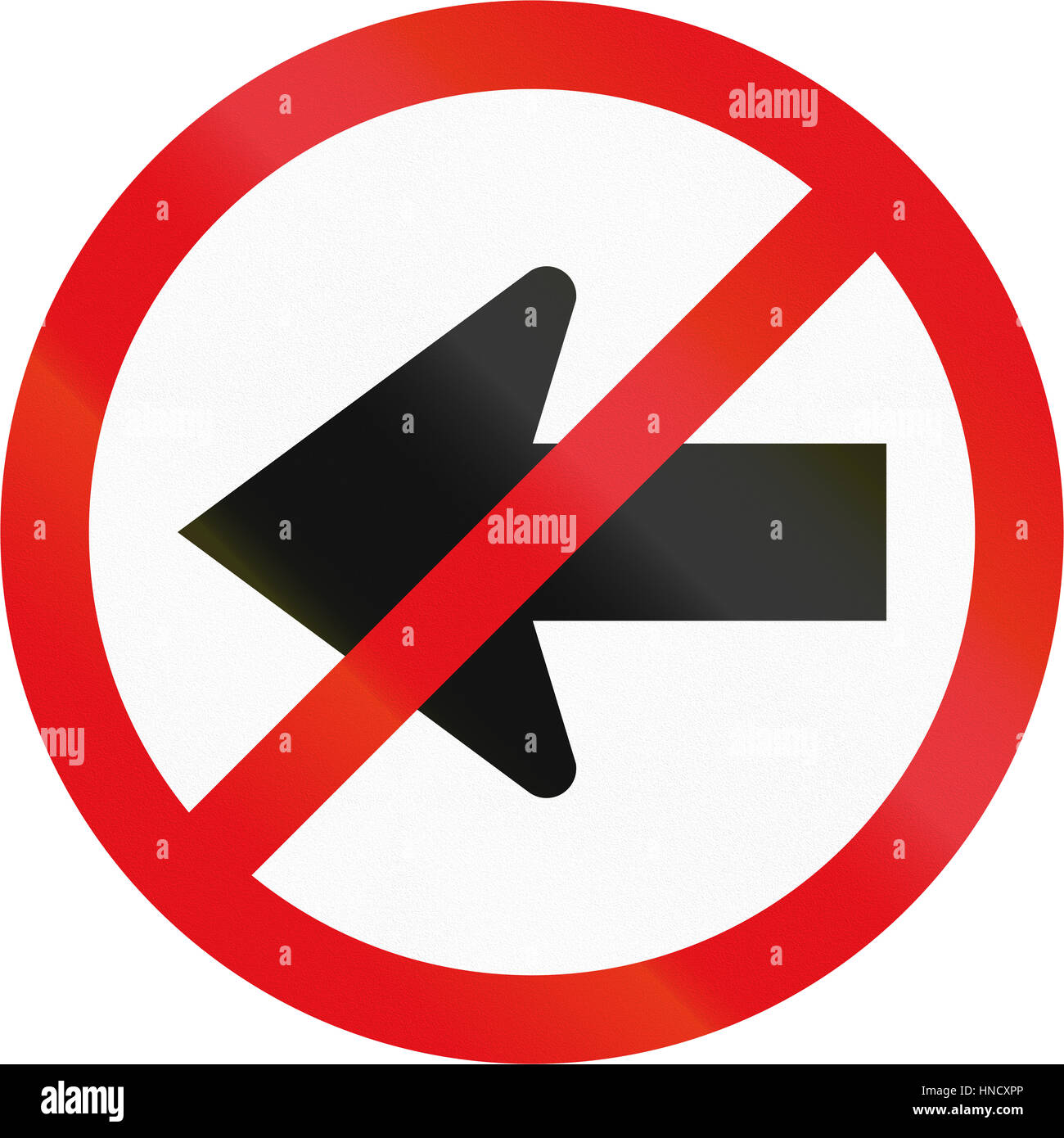 Road sign used in the African country of Botswana - Left turn ...