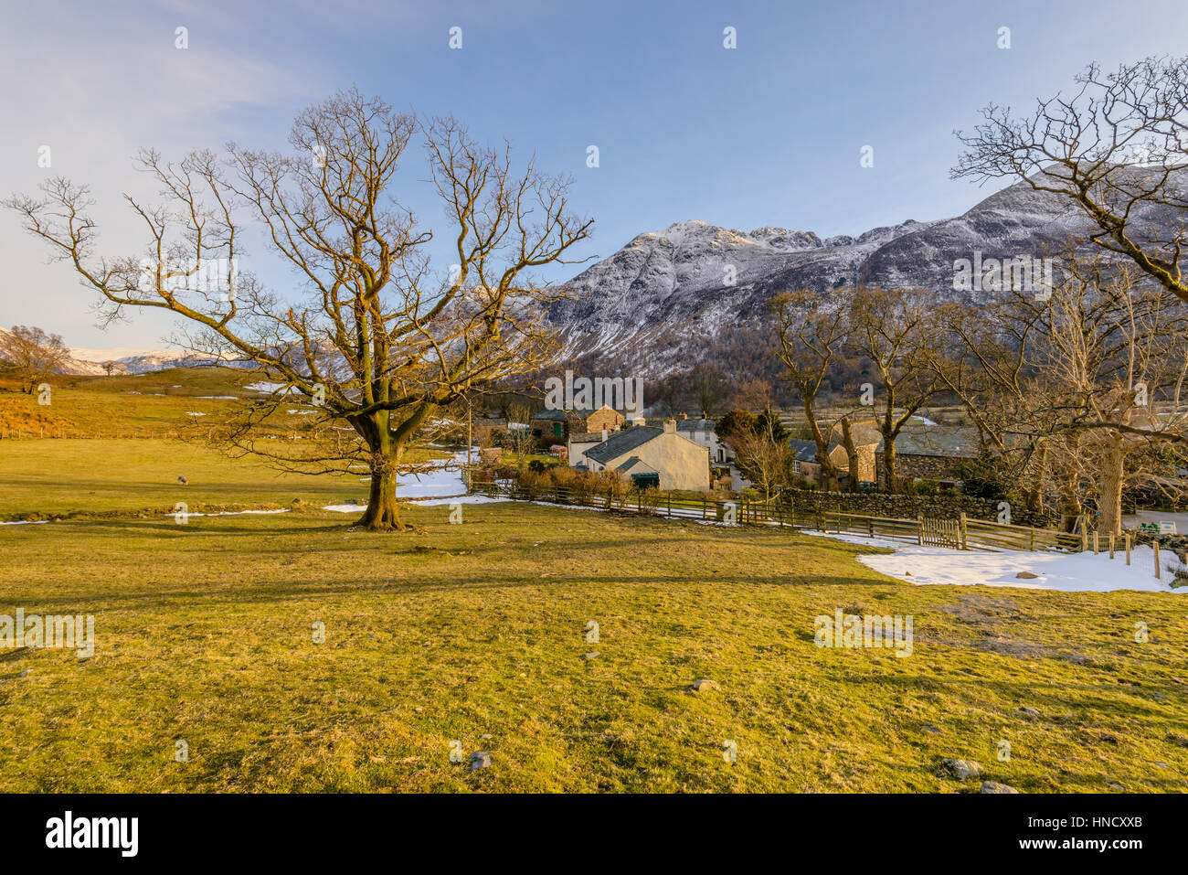 Sunset in the remote village of Buttermere in the English Lake District ...