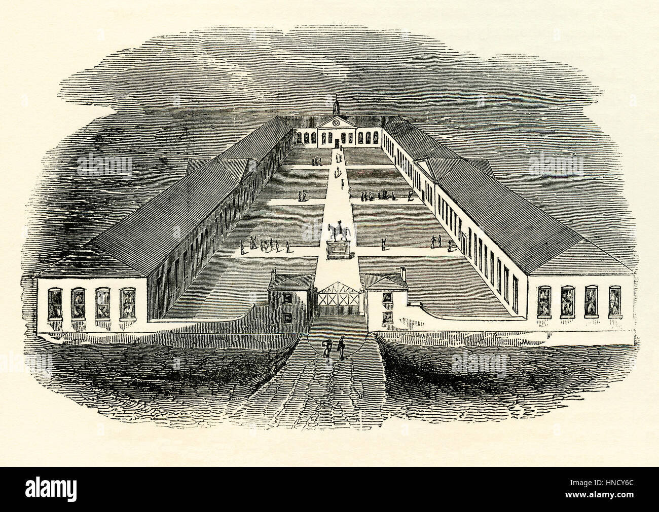 Mixed or Coloured Cloth Hall, Leeds, – an old engraving c. 1760 Stock ...