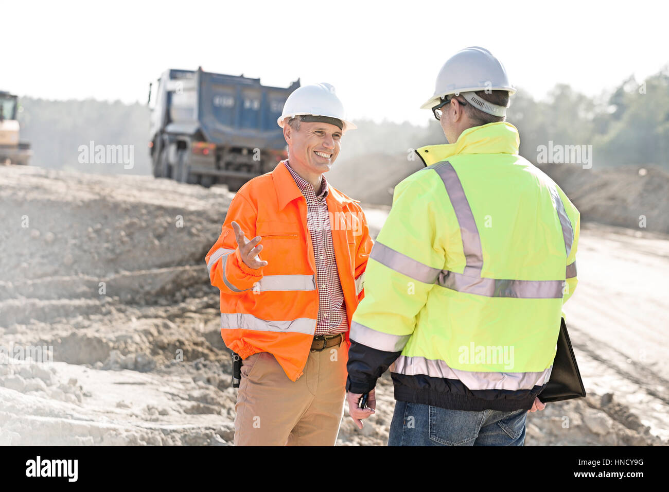 Construction talking hi-res stock photography and images - Alamy