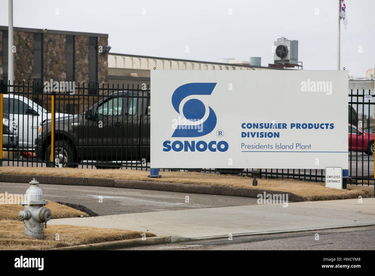 A logo sign outside of a facility occupied by the Sonoco Products ...