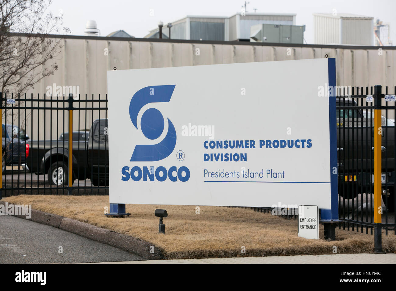A logo sign outside of a facility occupied by the Sonoco Products ...