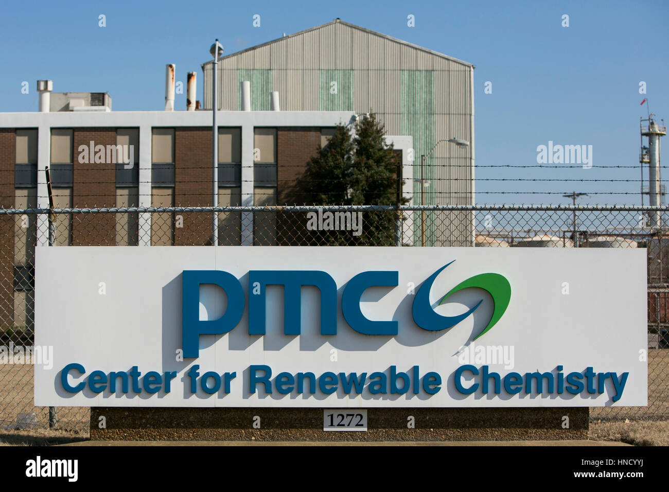 A logo sign outside of a facility occupied by PMC Biogenix in Memphis ...