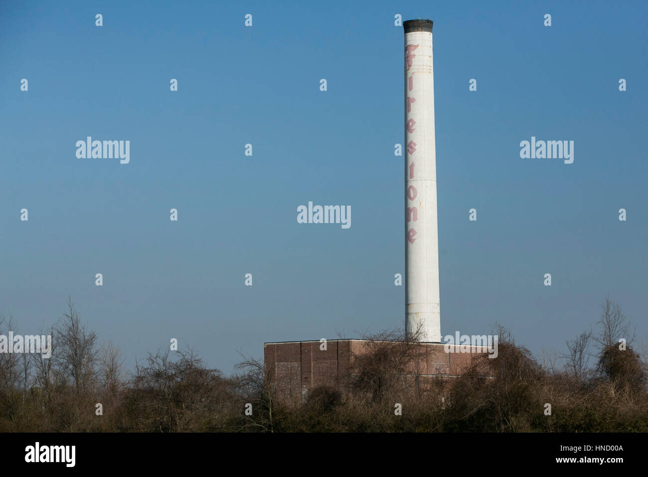 The smokestack of the former Firestone tire factory in Memphis ...