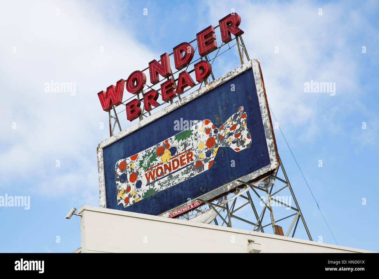 A logo sign outside of the abandoned Wonder Bread and Hostess Cake ...