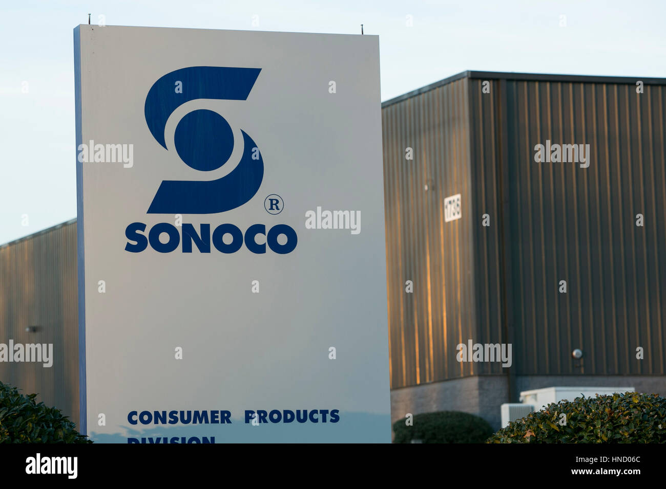 A logo sign outside of a facility occupied by the Sonoco Products ...