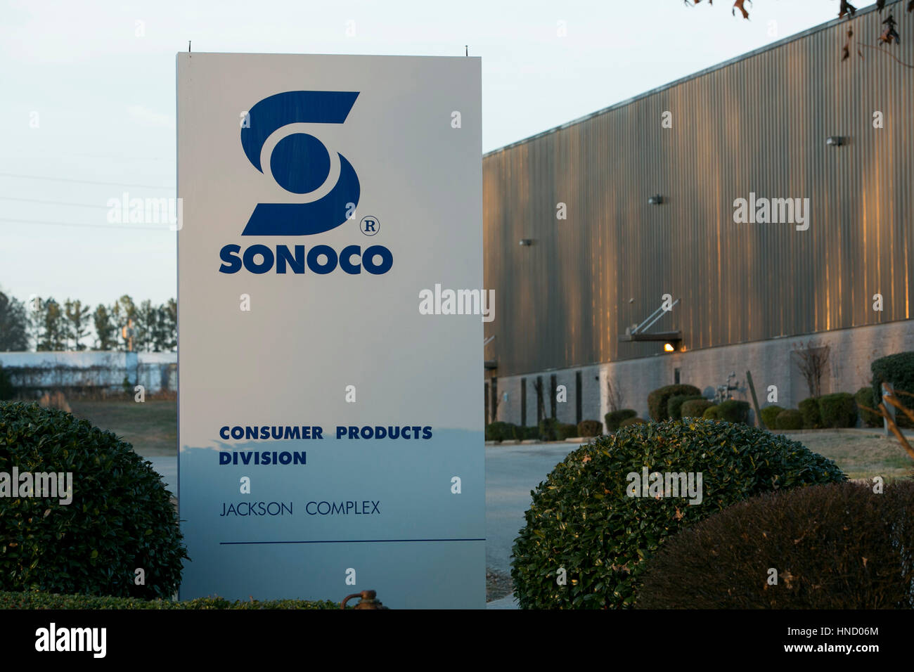A logo sign outside of a facility occupied by the Sonoco Products ...