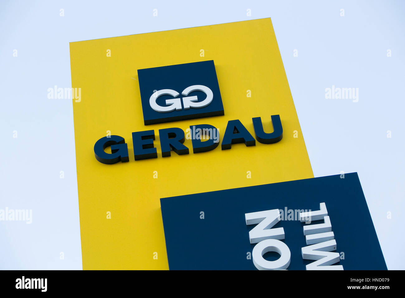 A logo sign outside of a facility occupied by Gerdau in Jackson ...