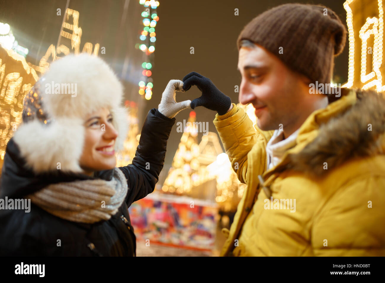 Beautiful couple on romantic walk through city Stock Photo - Alamy