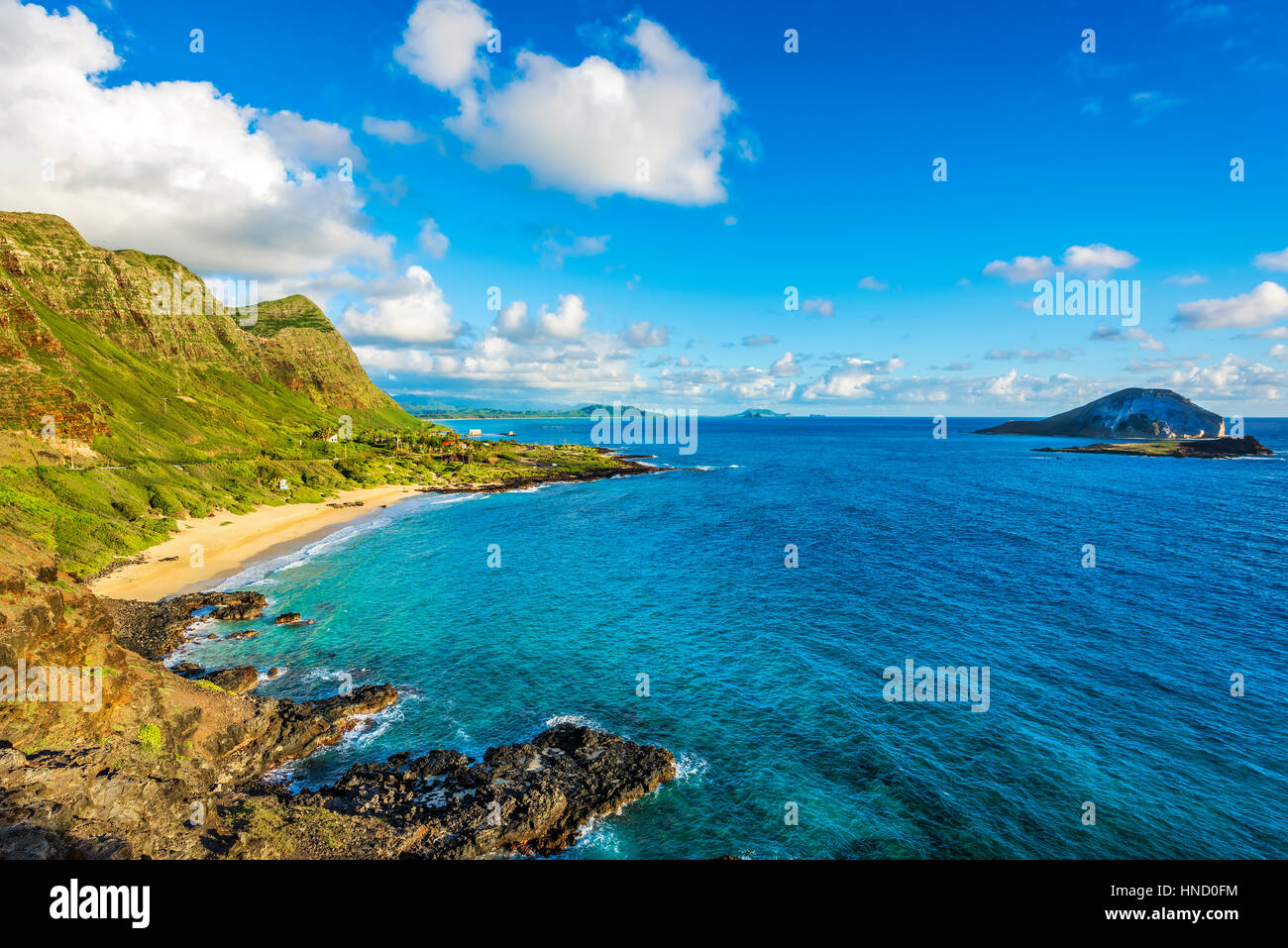 Overview of Makapu'u beach and coastline, Oahu Island, Hawaii, USA ...