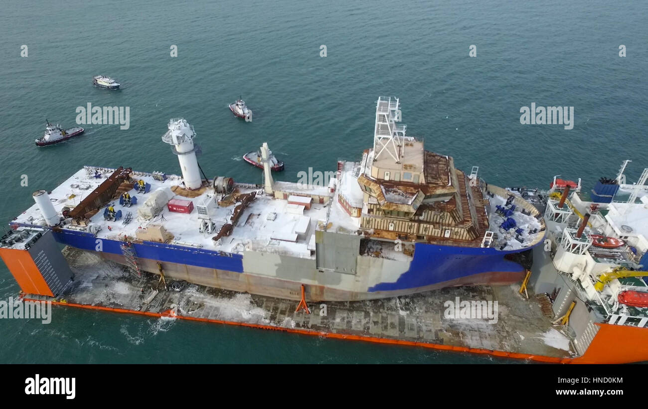 Loaded on the semi-submersible platform ship Transshelf, the body of ...