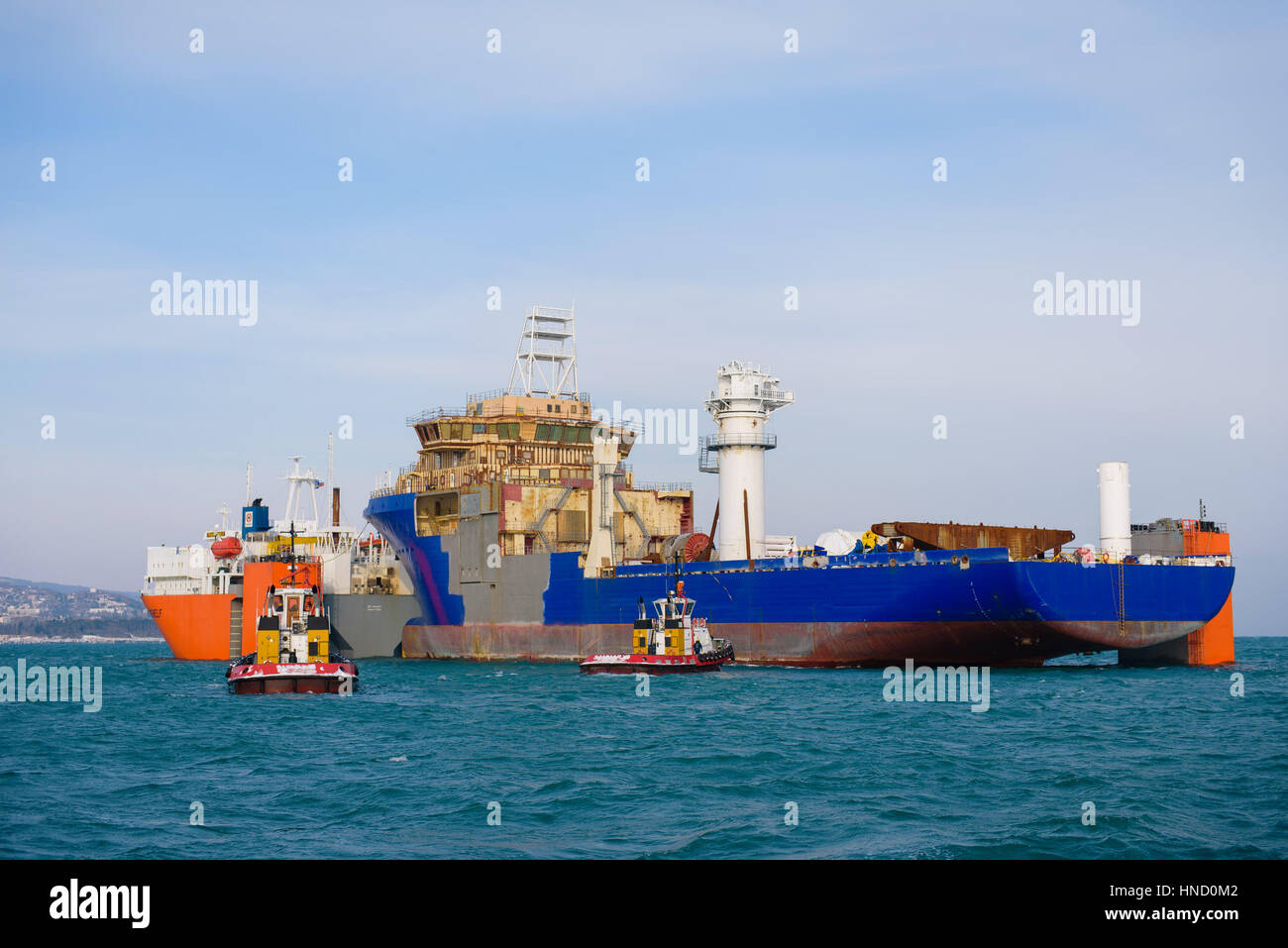 Loaded on the semi-submersible platform ship Transshelf, the body of ...