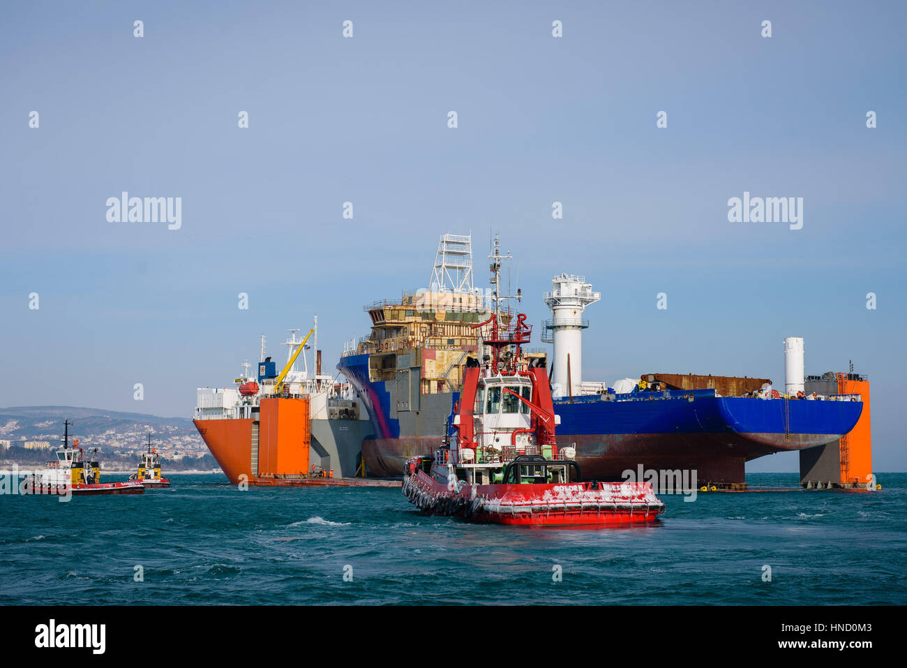 Loaded on the semi-submersible platform ship Transshelf, the body of ...