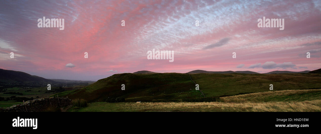 Sunset, Altocumulus Stratiformis Clouds, over Walla Crag, Lake District ...