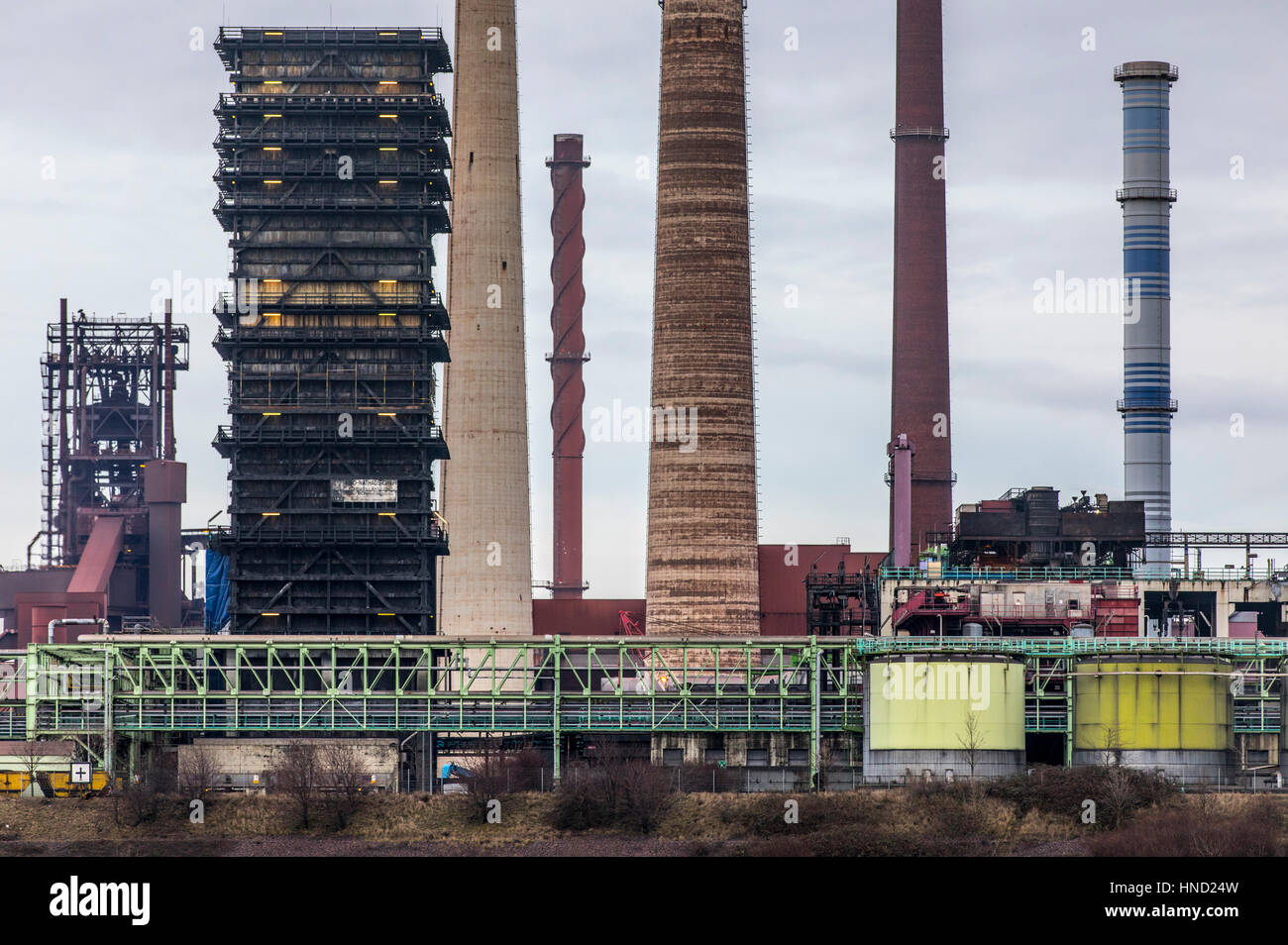 ThyssenKrupp steelworks in Duisburg-Marxloh Schwelgern 1, black giant ...