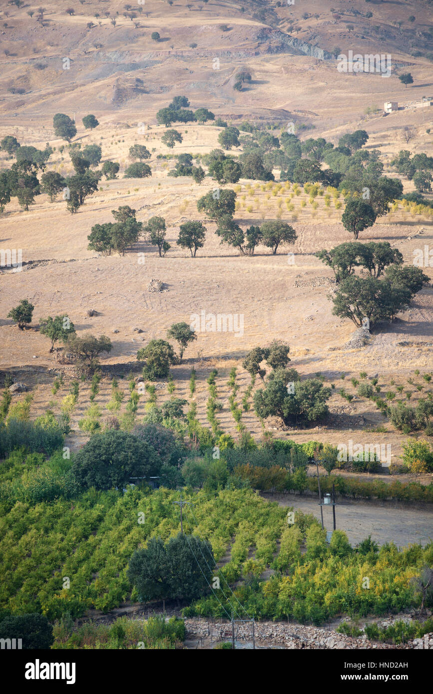 Rural landscape seen from Palangan ancient village, Iranian Kurdistan ...