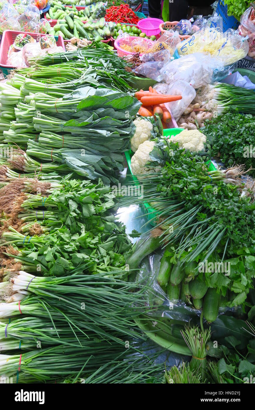 healthy vegetables at a local market, Thailand Stock Photo - Alamy