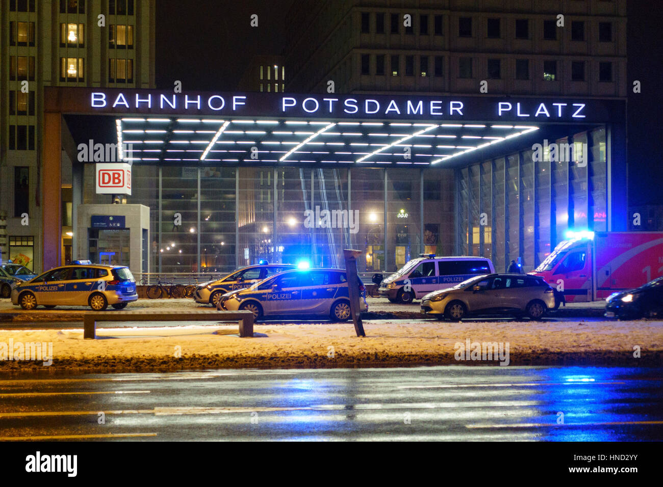 BERLIN, GERMANY - JANUARY 12, 2017: Emergency services deployed around ...