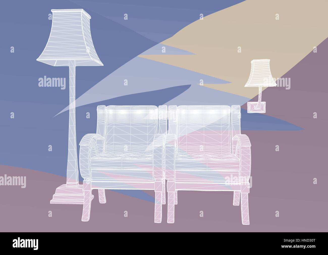 room with two chairs and lamp Stock Vector Image & Art - Alamy