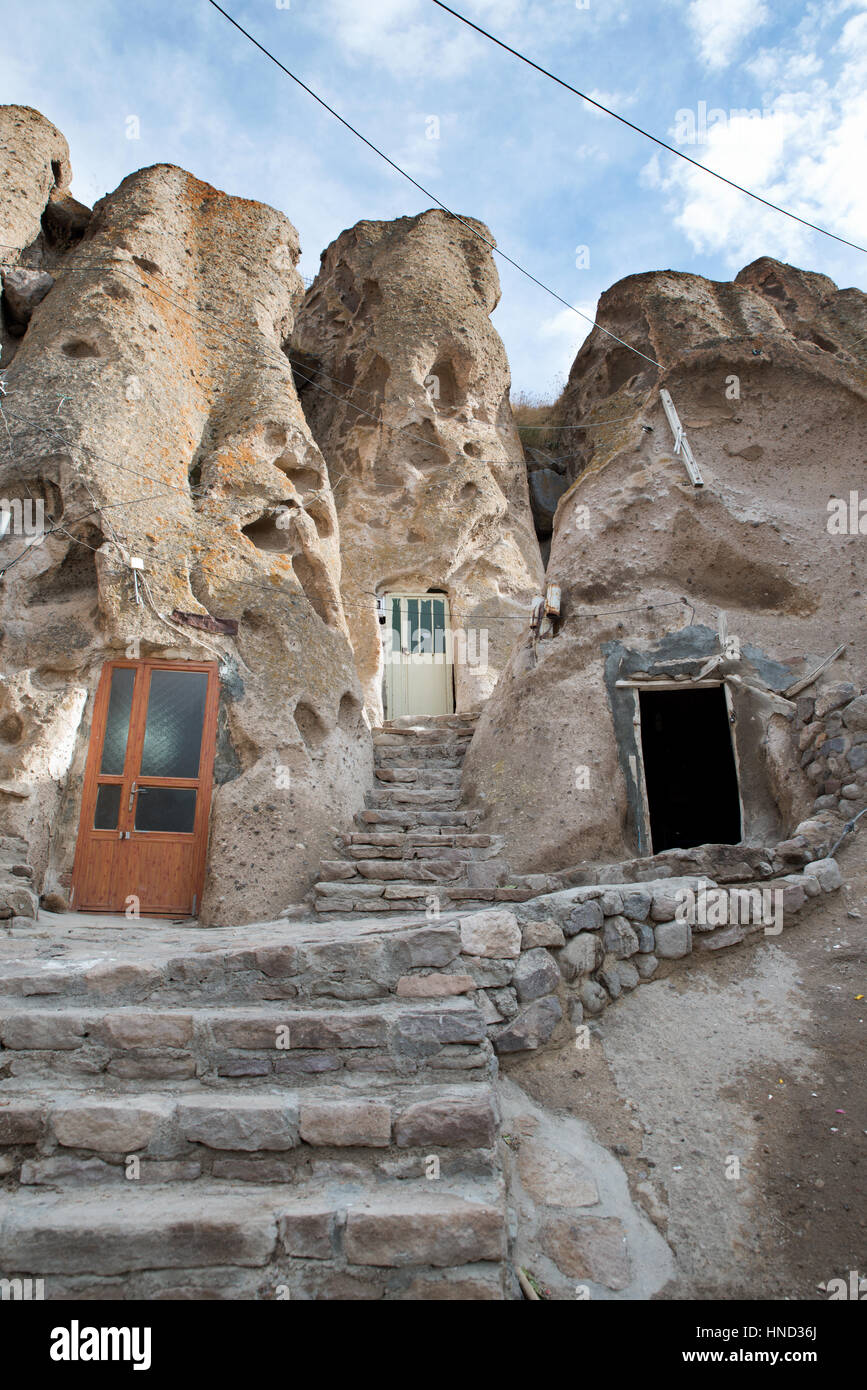 Traditional cliff dwellings of ancient village of Kandovan, East ...