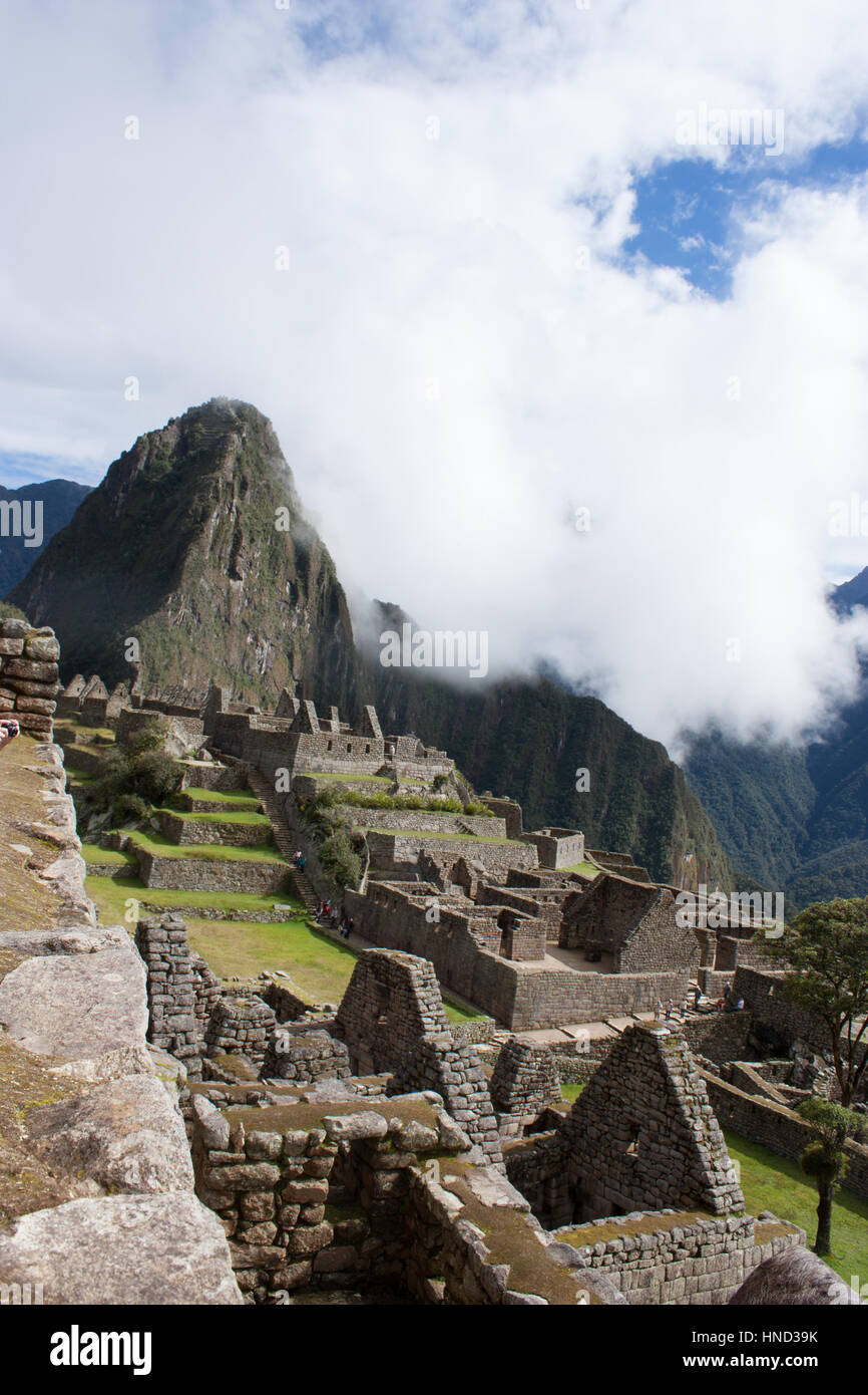 Machu Picchu Peru ancient inca stone ruin civilization houses on a hill ...