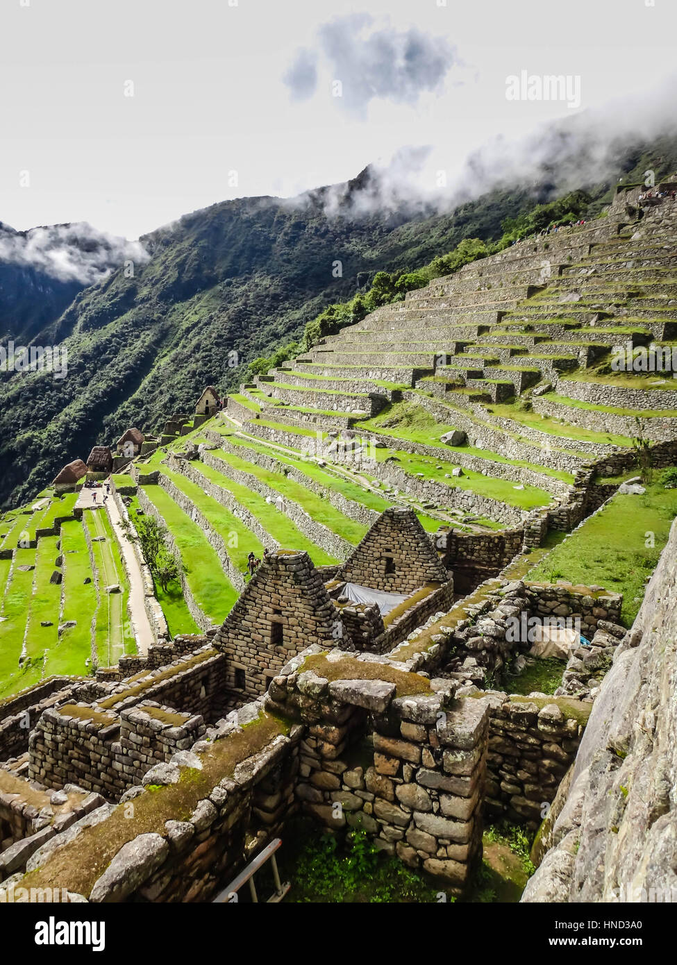 Machu Picchu Peru ancient inca stone ruin civilization houses on a hill ...