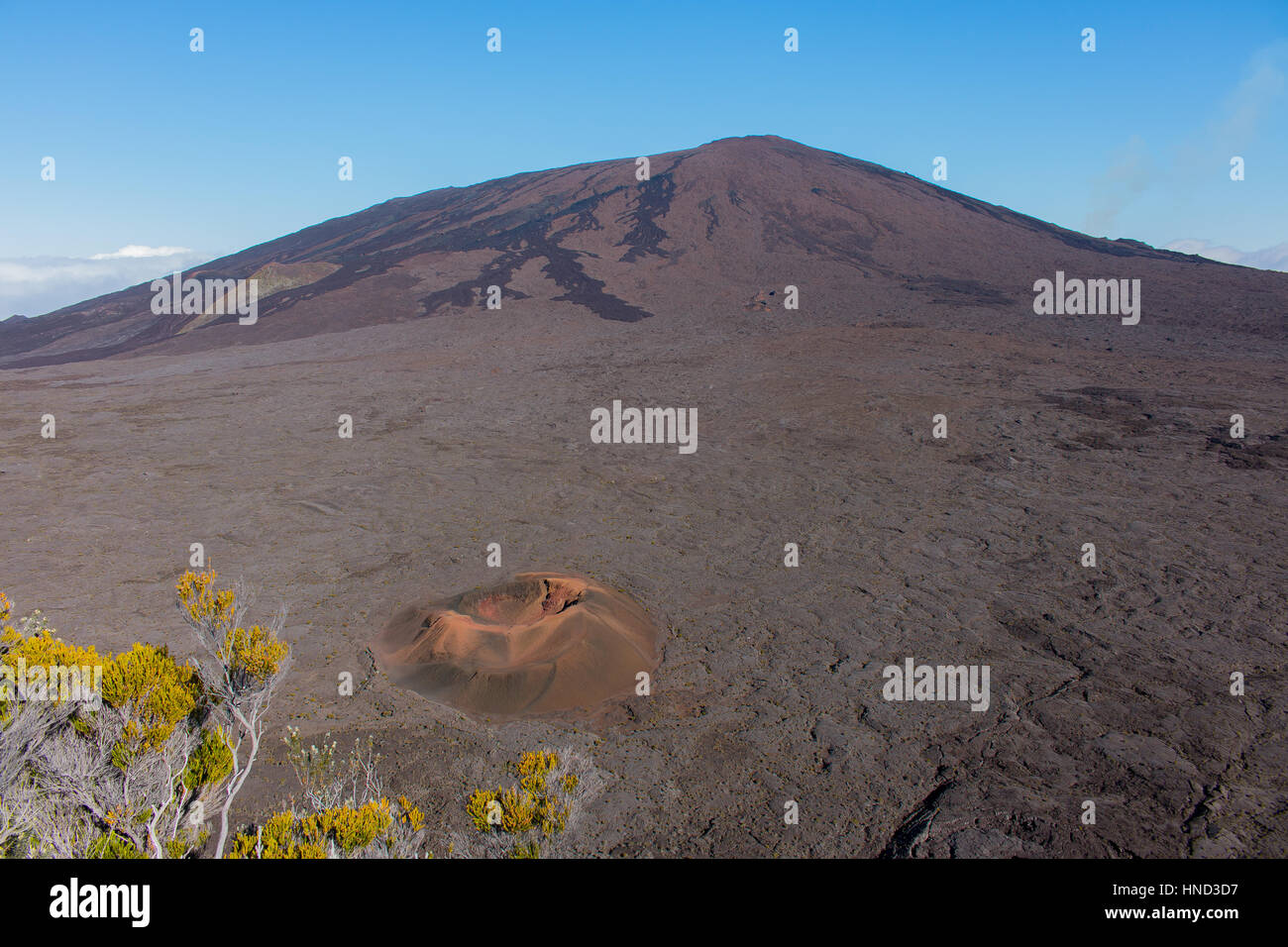 Ile de la Reunion Piton de la Fournaise volcano crater rim landscape ...