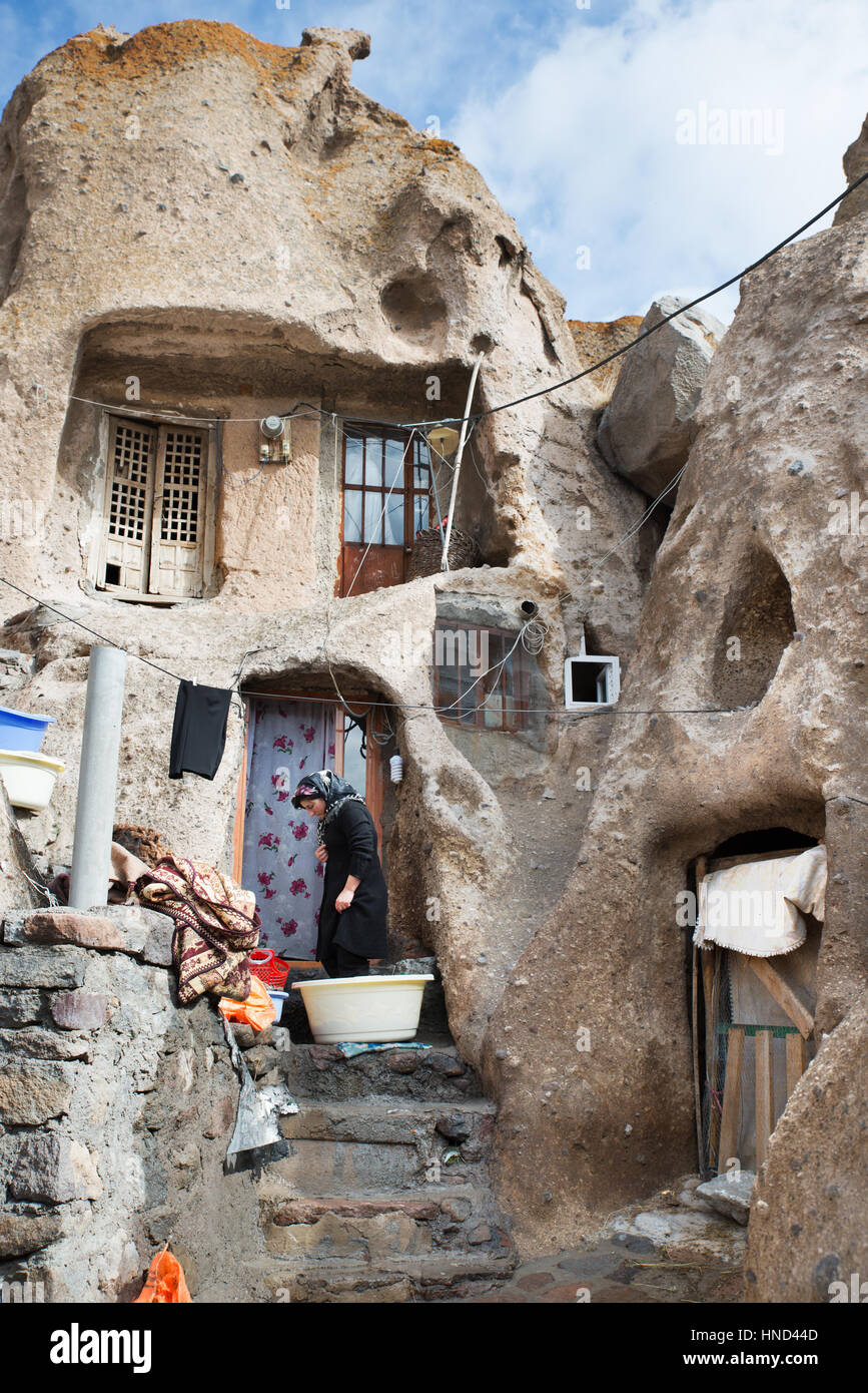 Traditional cliff dwellings of ancient village of Kandovan, East ...