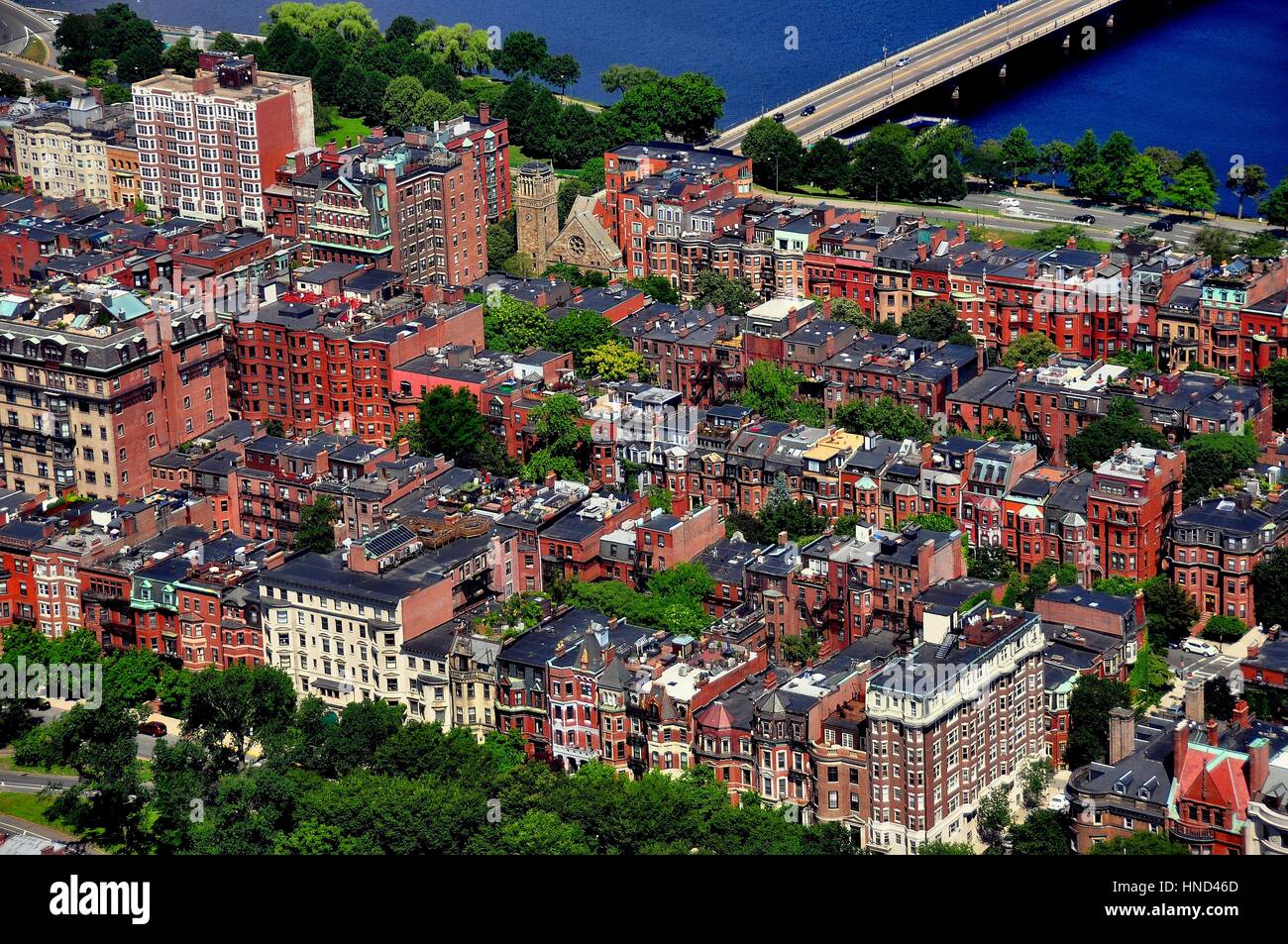 Boston, Massachusetts - July 13, 2013: View from the Prudential Tower's ...