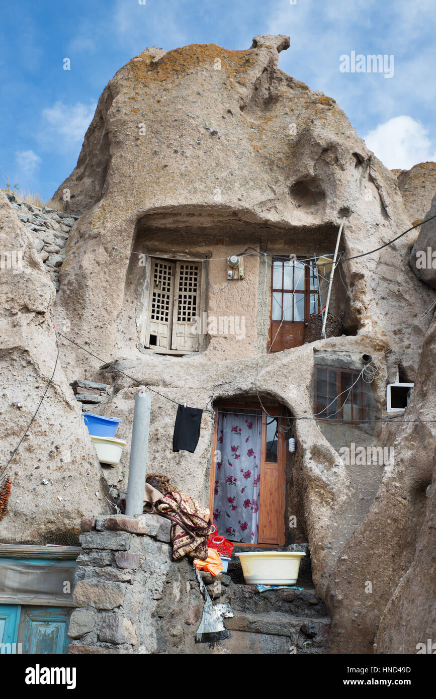 Traditional cliff dwellings of ancient village of Kandovan, East ...