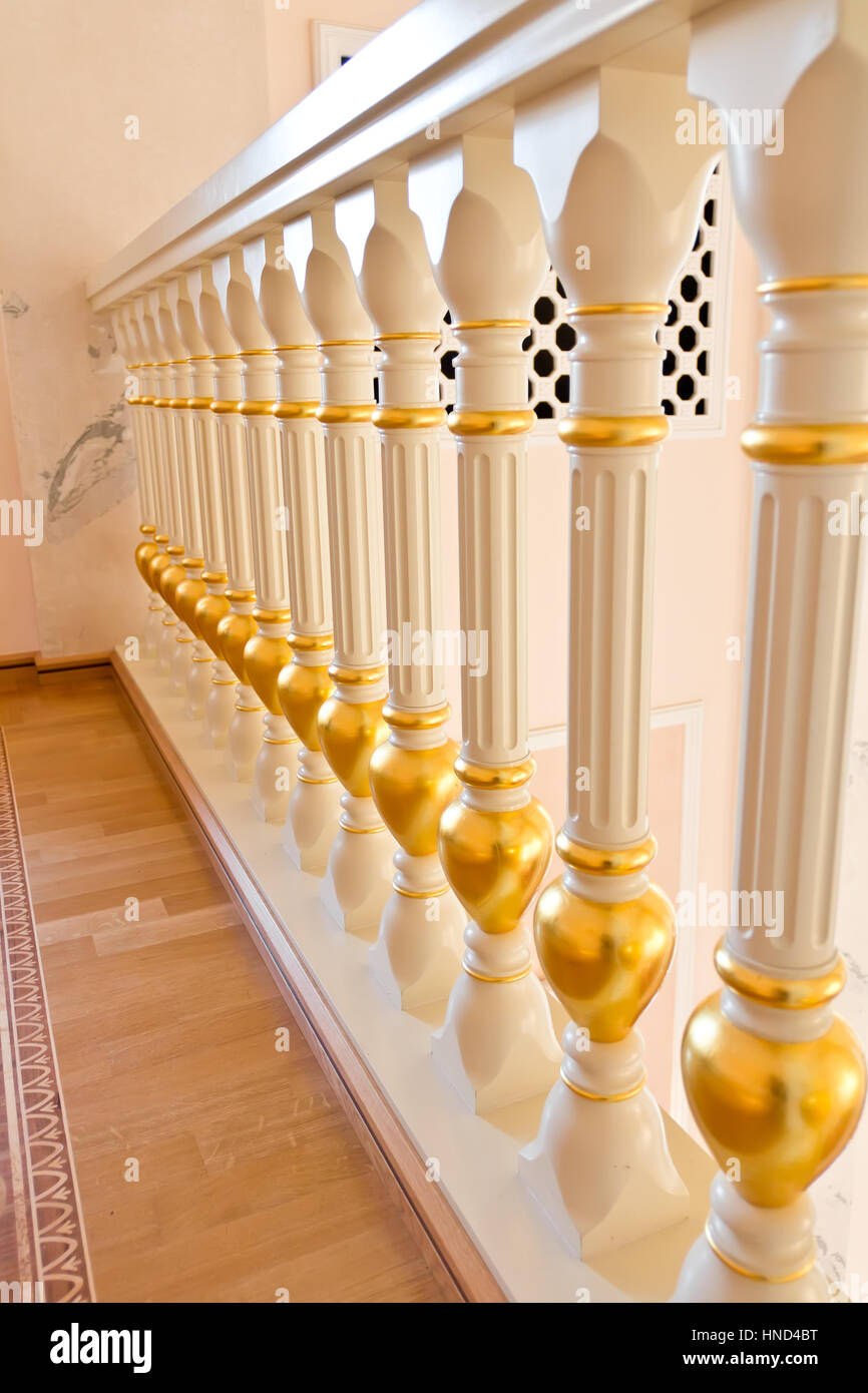 Phot of white and gold balustrade pattern Stock Photo - Alamy