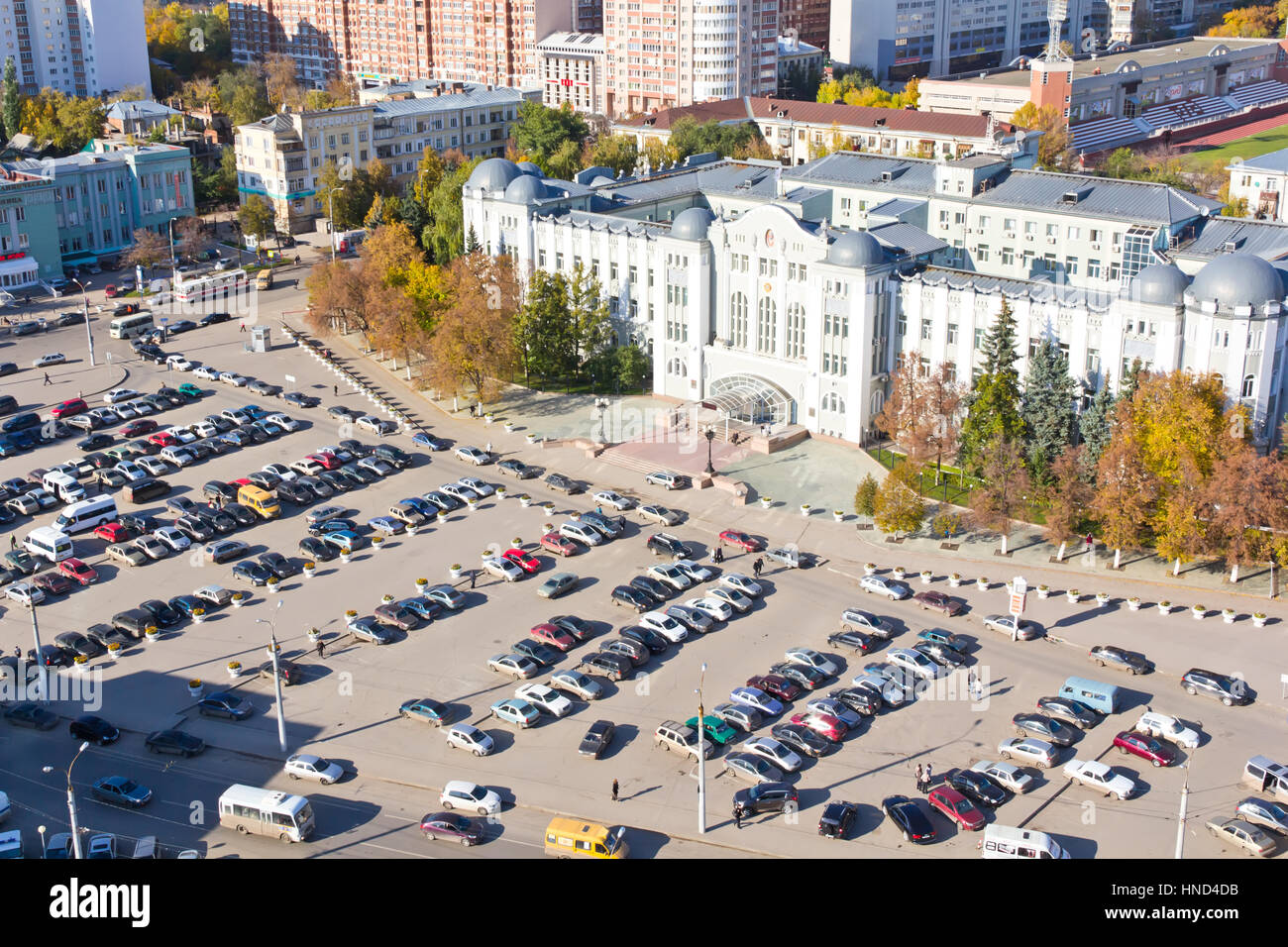 Panorama of Russian town from bird flight Stock Photo - Alamy