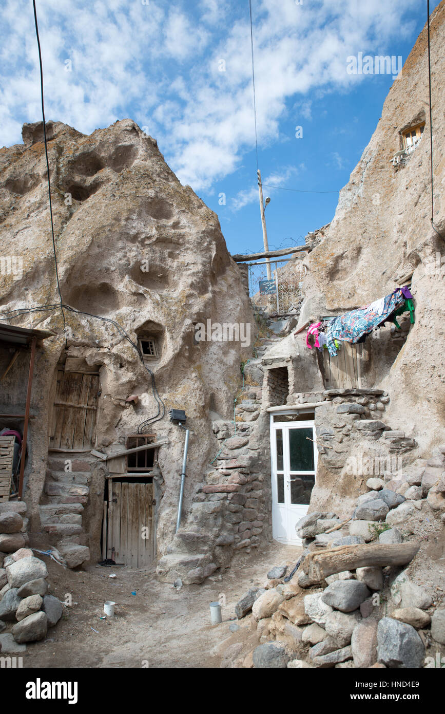 Traditional cliff dwellings of ancient village of Kandovan, East ...