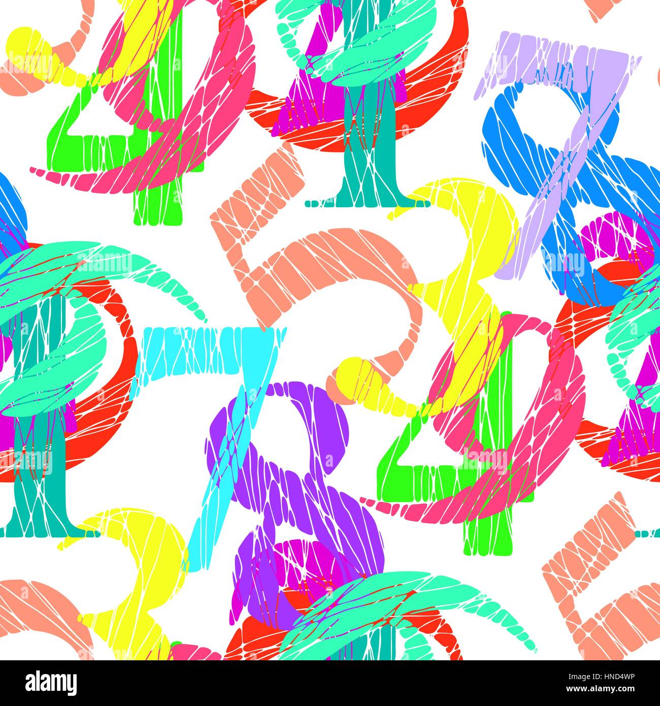 Seamless colorful numbers pattern on white background Stock Vector ...