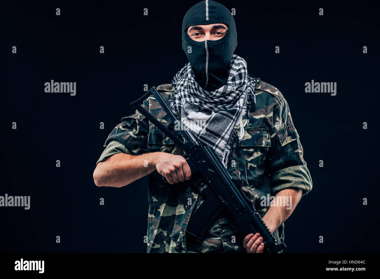 Special force of terrorist on black background Stock Photo - Alamy