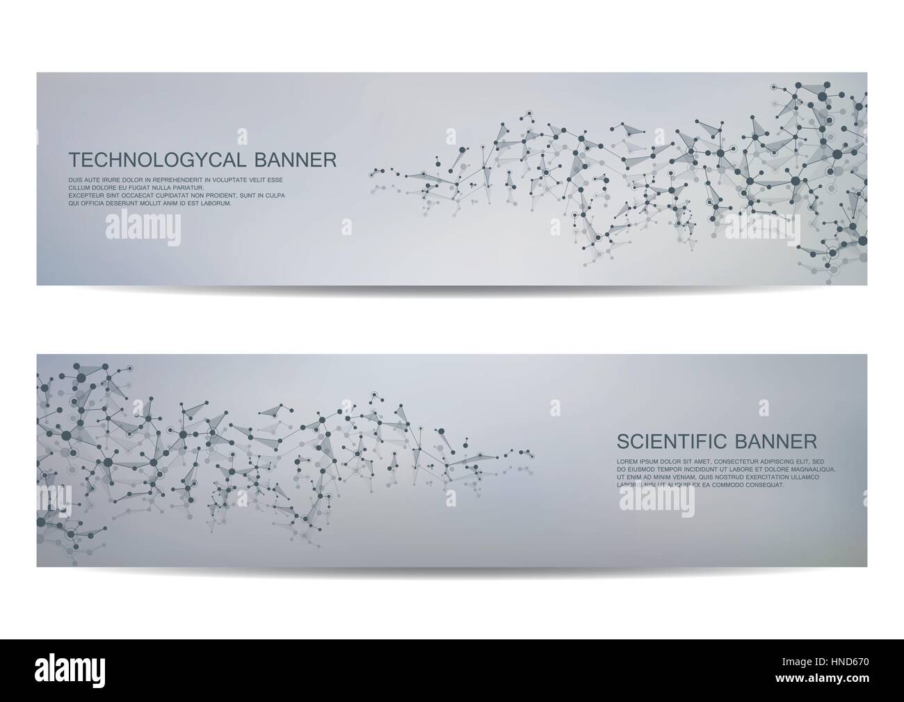 Set of modern scientific banners. Molecule structure DNA and neurons ...