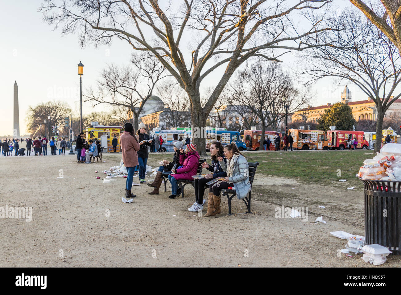 Washington DC, USA - January 28, 2017: Overflowing trash bins in ...
