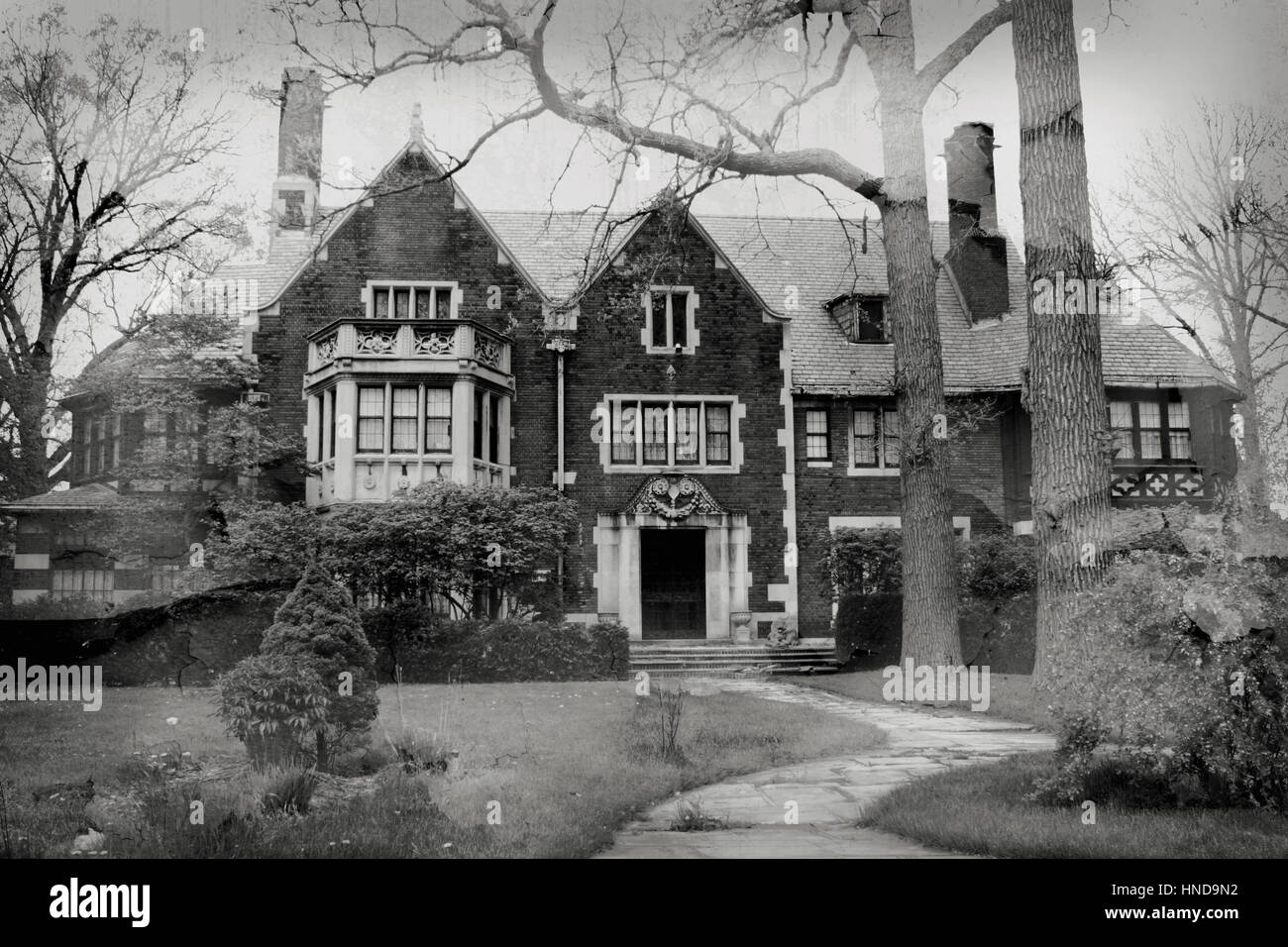 A black and white photo of a house in east Detroit Stock Photo - Alamy