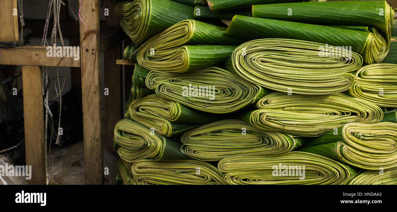 Banana leaf usually used for packing traditional snack photo taken in ...
