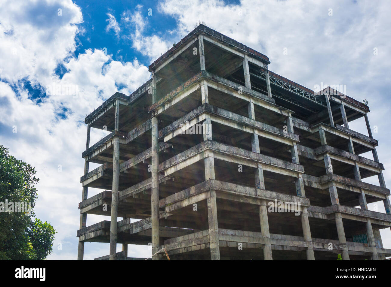 An abandoned building construction with beautiful sky as background ...