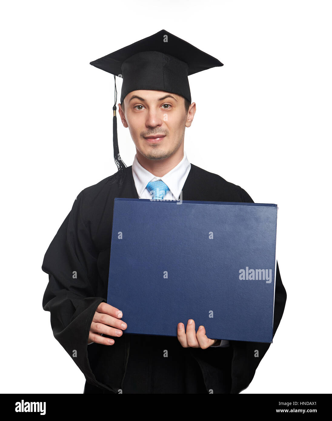 Graduated student with diploma isolated on white background Stock Photo ...