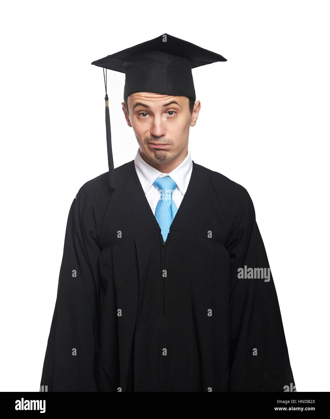 Sad man student in graduation isolated on white background Stock Photo ...