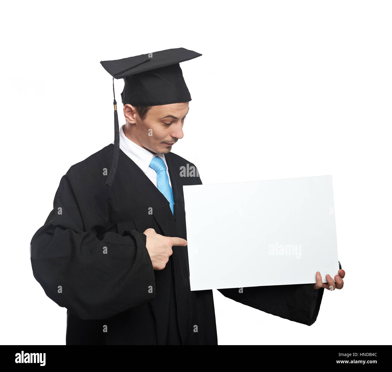 Graduated student point on white board isolated on background Stock ...