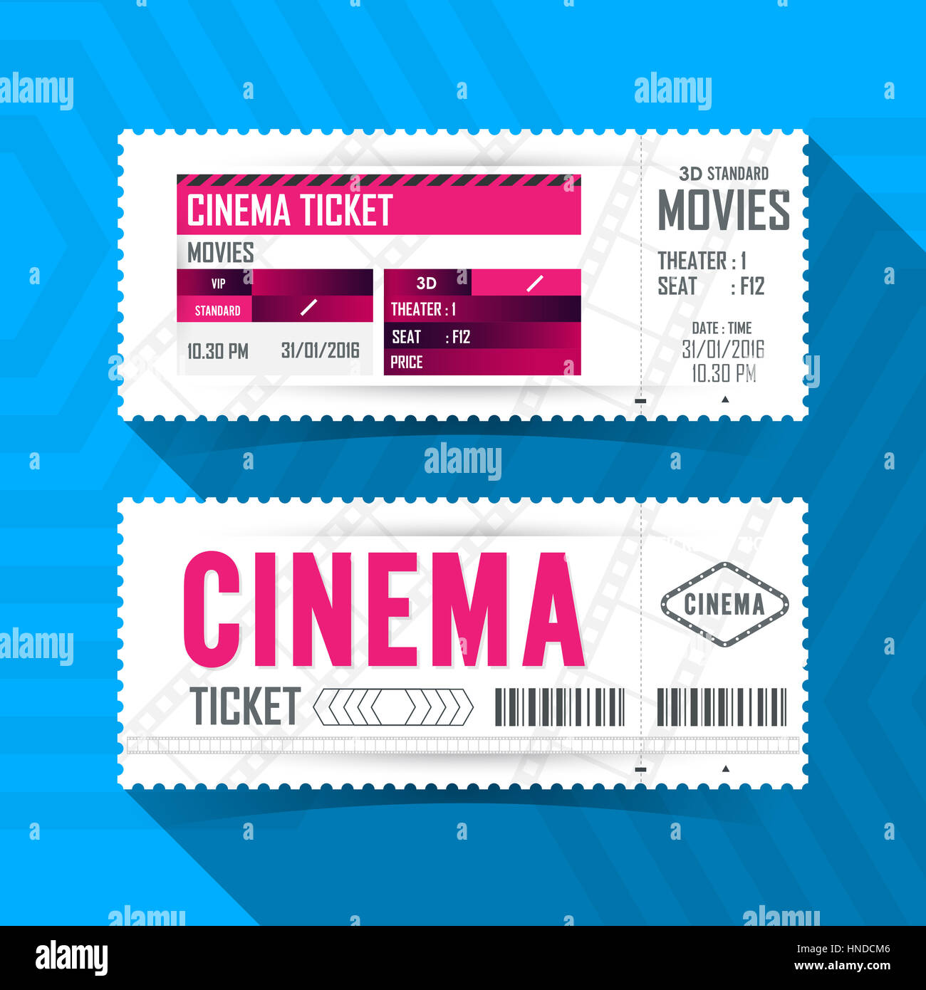 Cinema Movie Ticket Card modern element design Stock Photo - Alamy