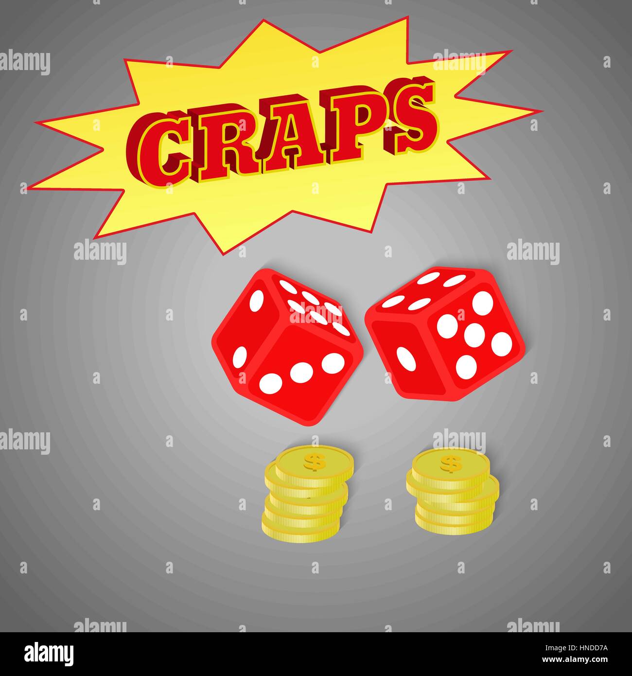 Dice and coins and gray background. Casino set. Vector illustration for ...