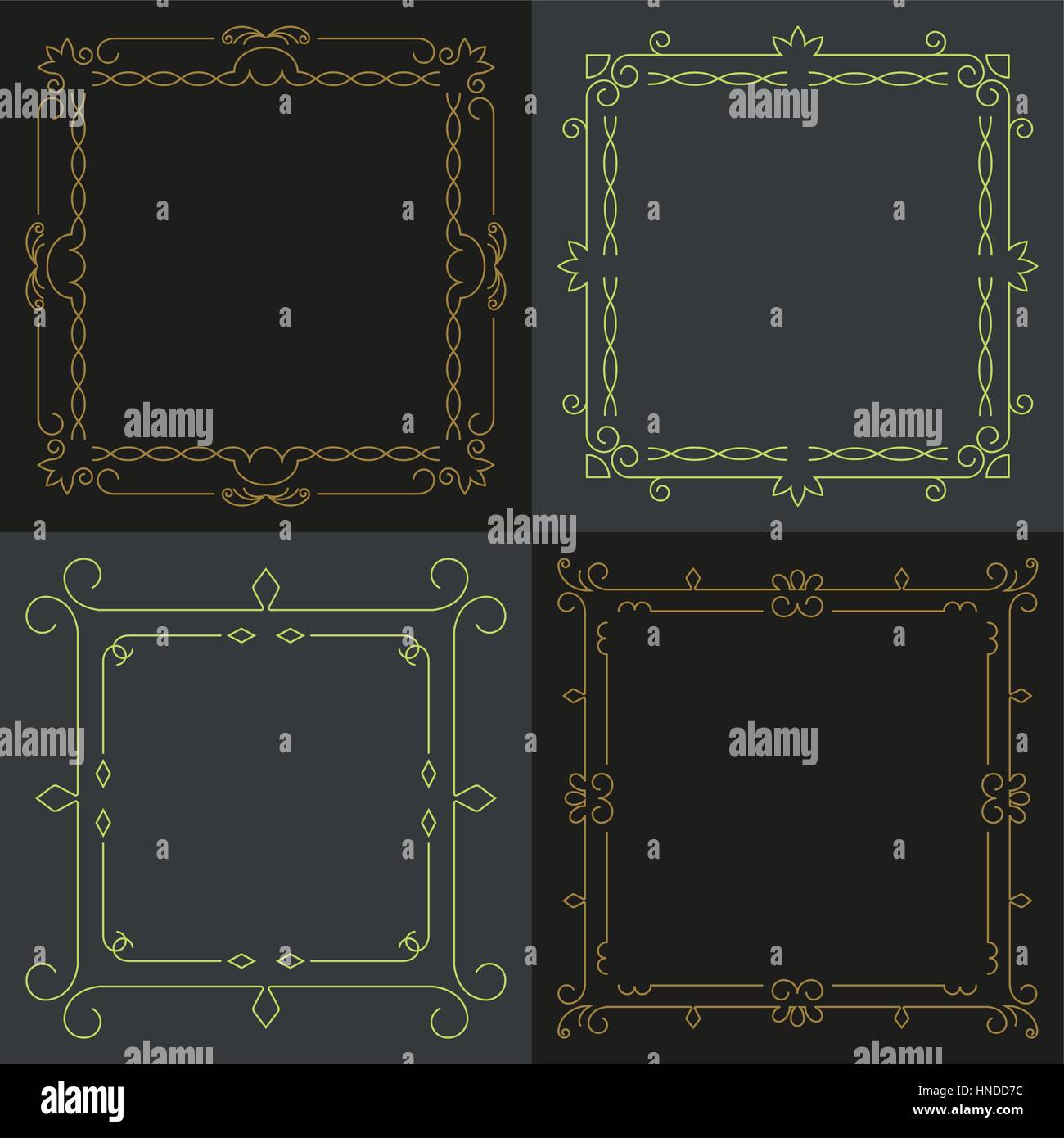 Collection of four stylish elegant frame with place for text. Monogram ...