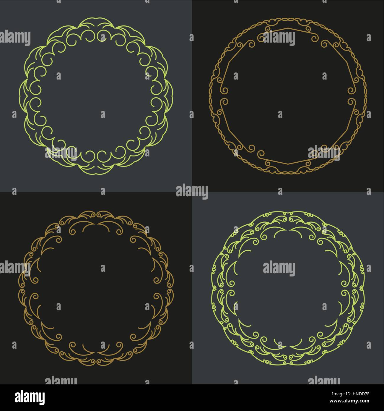 Collection of four stylish elegant frame with place for text. Monogram ...