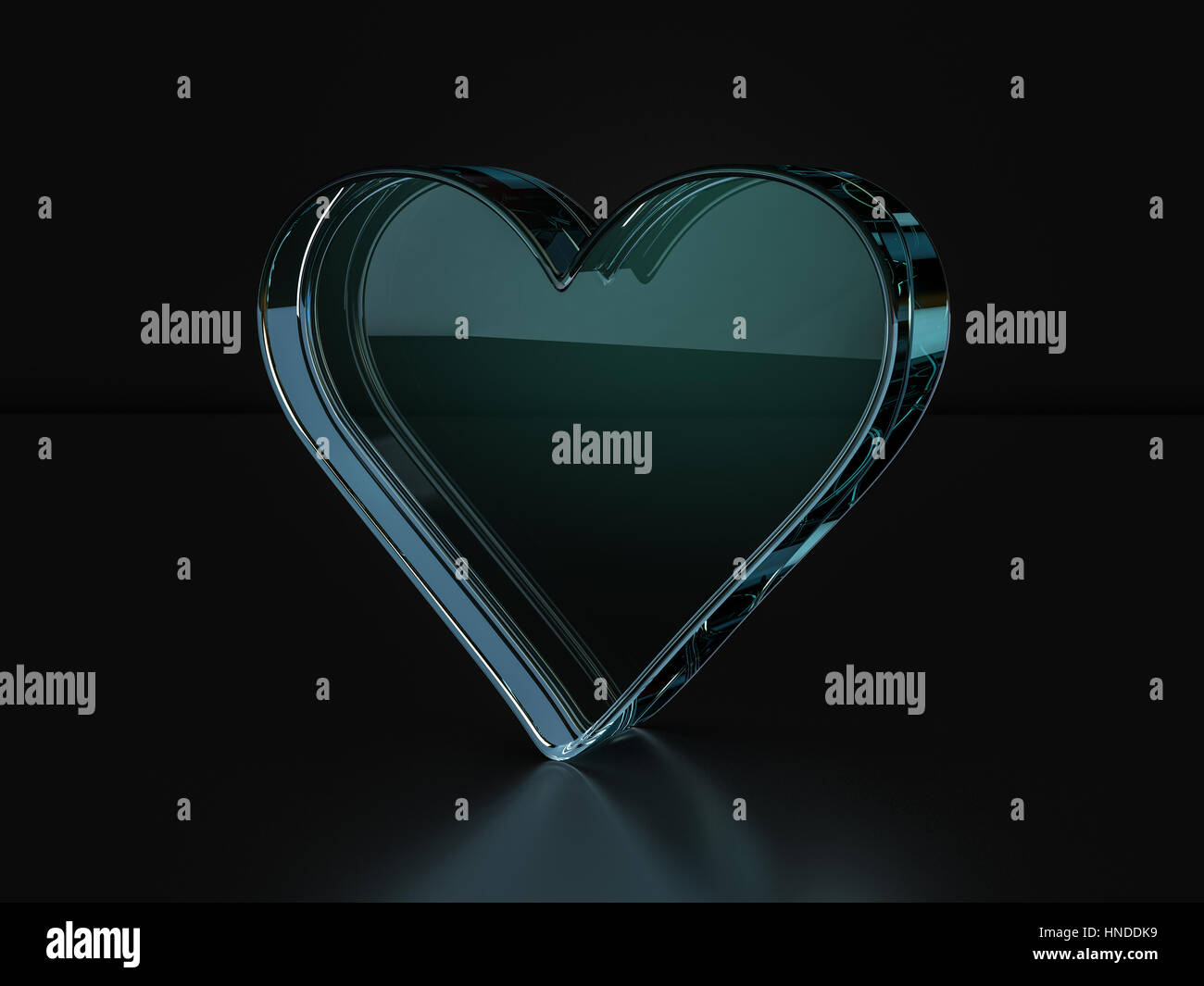 Glass heart symbol on a black background. 3D illustration Stock Photo ...