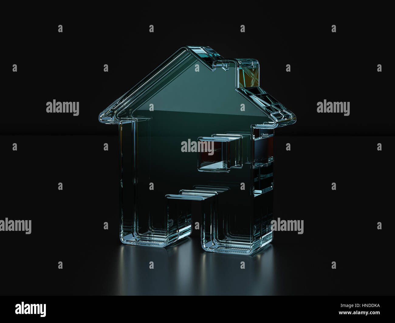 Glass house symbol on a black background. 3D illustration Stock Photo ...